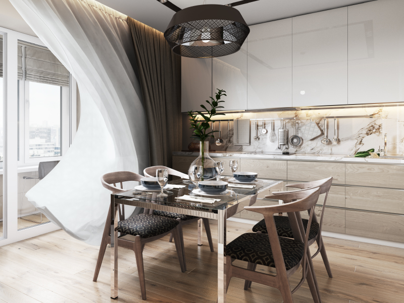 Almond Magic Straight Modular Kitchen | HomeLane